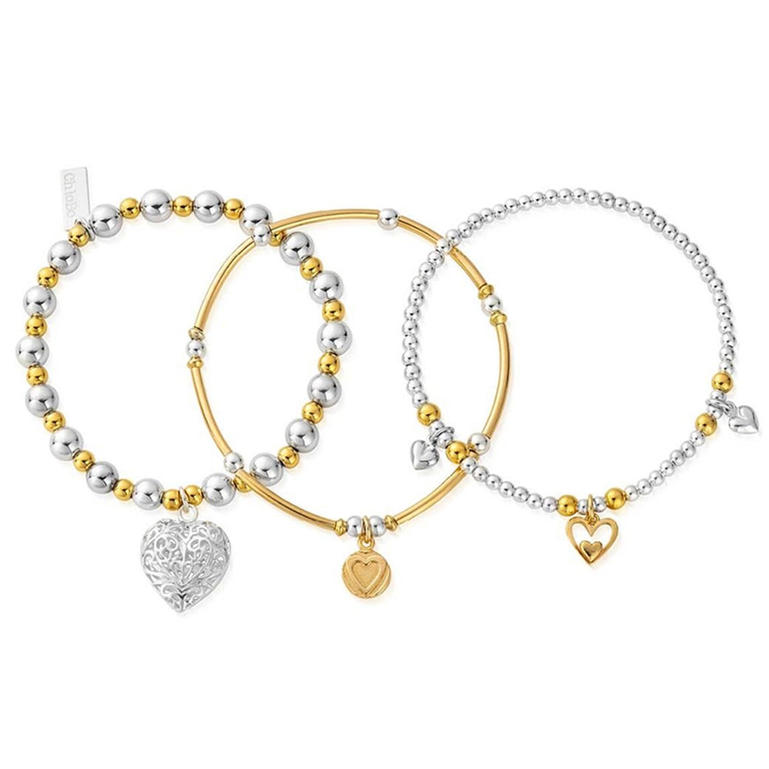 Chlobo Two-Toned Compassion Stack Bracelet, Silver & Gold - McElhinneys