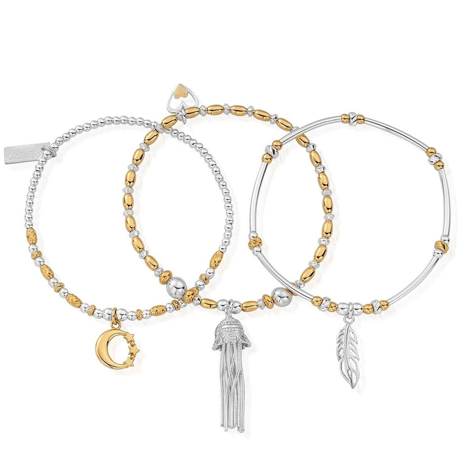ChloBo Inner Spirit Set of 3 Bracelets, Gold & Silver - McElhinneys