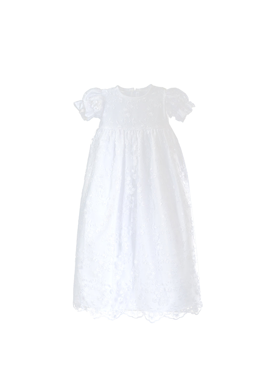 Visara Floral Lace Christening Gown, White - McElhinneys