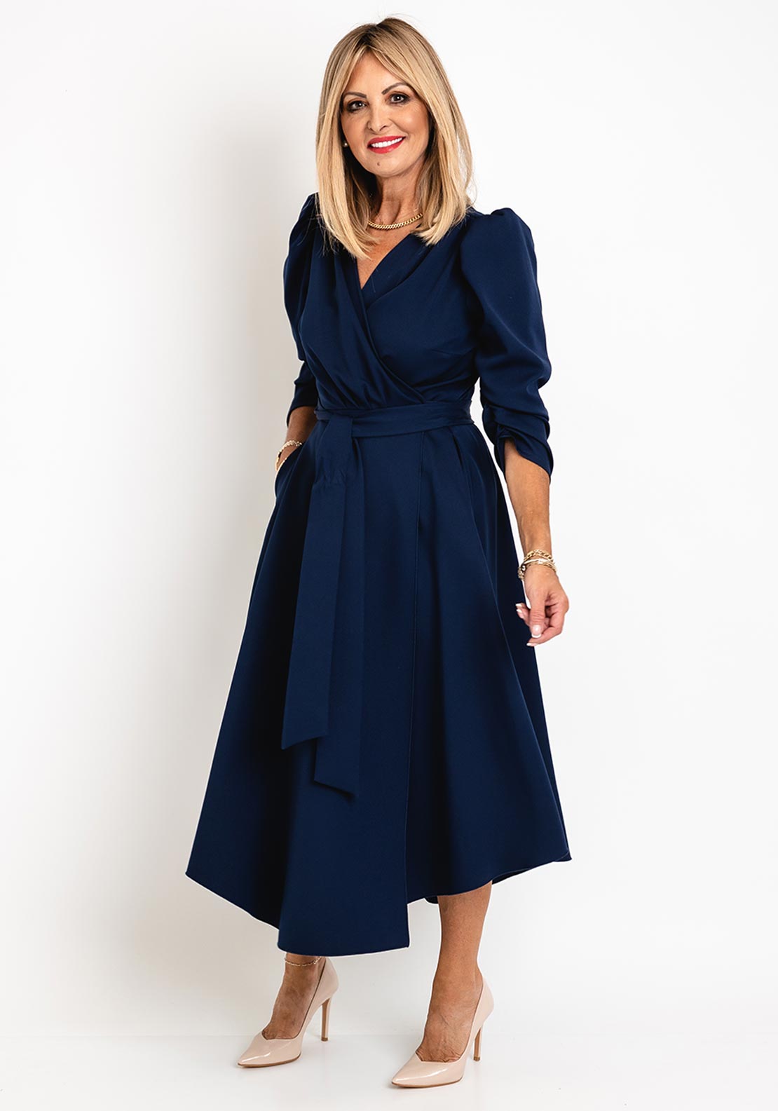 Coco Doll Emo Wrap Maxi Dress, Navy - McElhinneys