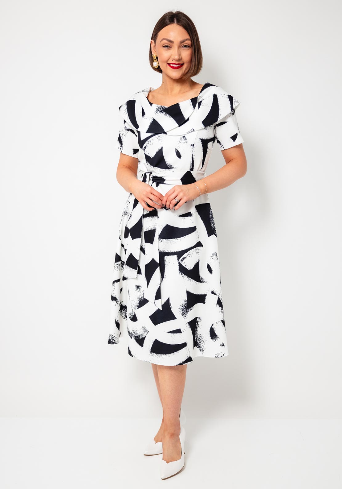 Coco Doll Gia Nala Abstract Print Dress, Black and White - McElhinneys