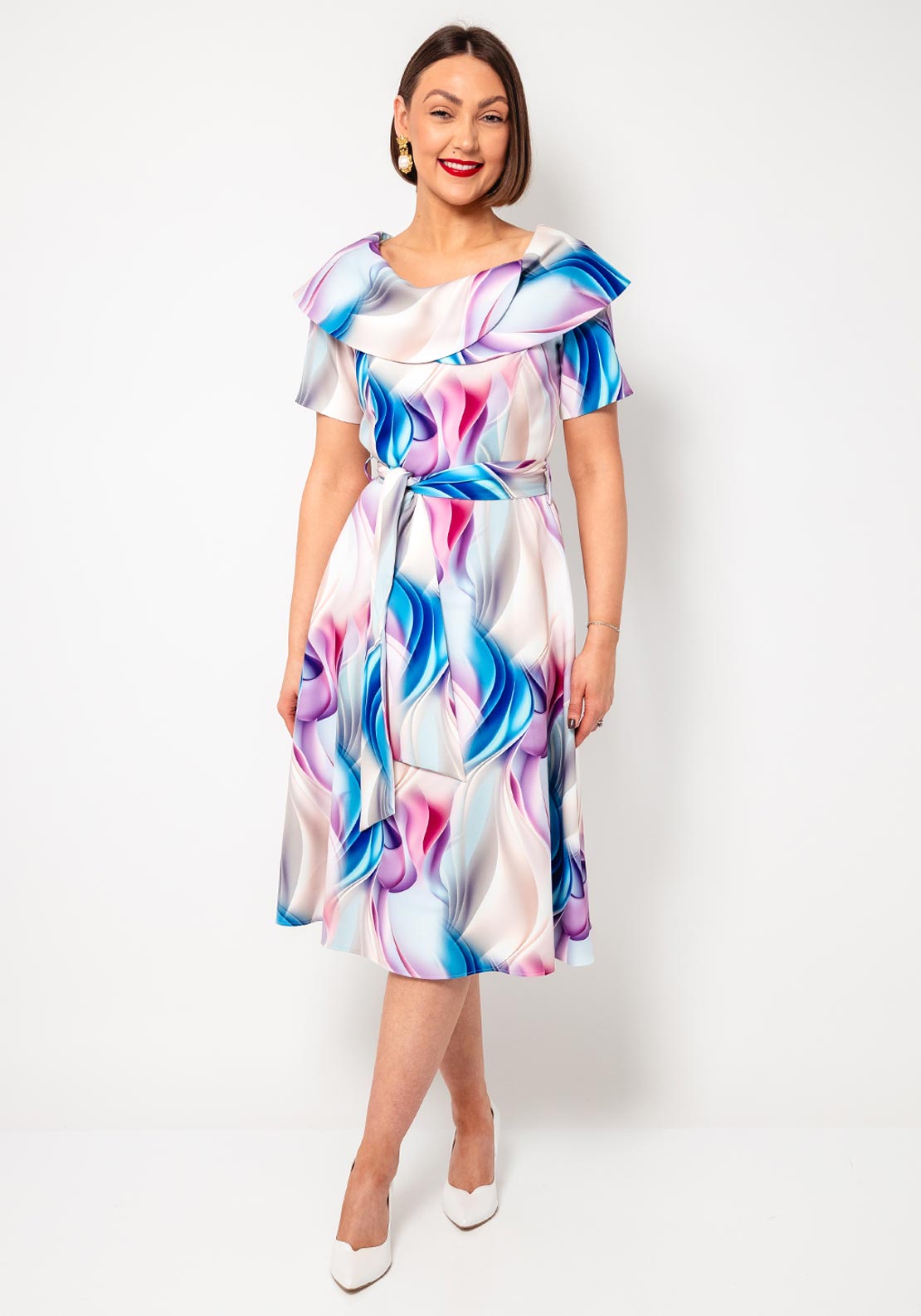 Coco Doll Gia Nala Abstract Print Dress, Lilac and Blue - McElhinneys