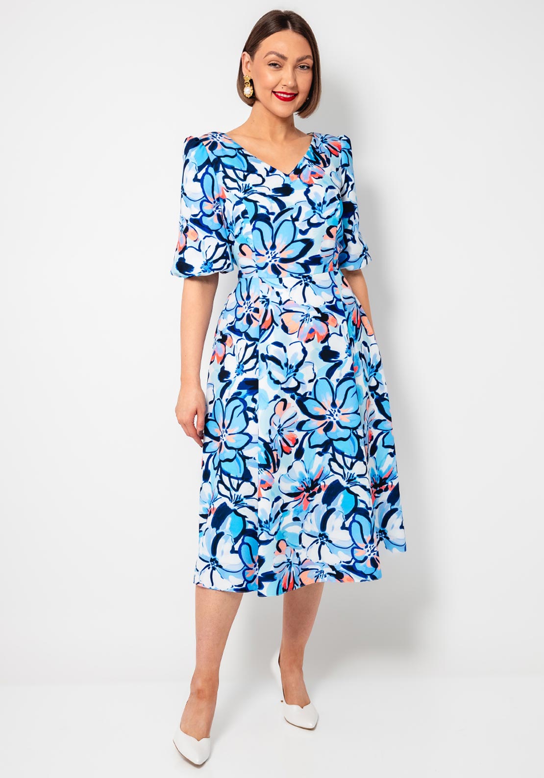Coco Doll Modi Floral Print Dress, Blue - McElhinneys