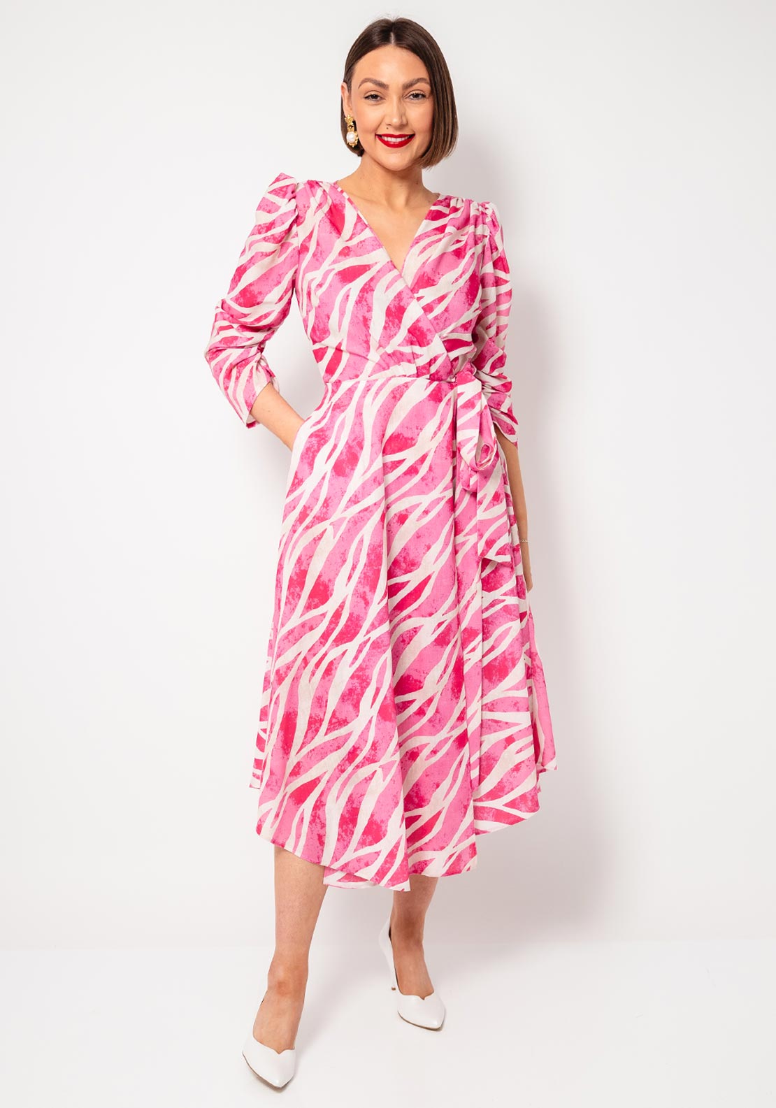 Coco Doll Pemo Animal Print Wrap Dress, Pink - McElhinneys