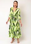 Coco Doll Robeny Abstract V Neck Maxi Dress, Lime Green - McElhinneys