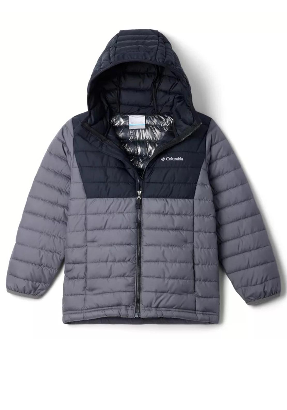Columbia Boys Powder Lite II Hooded Jacket, Grey - McElhinneys