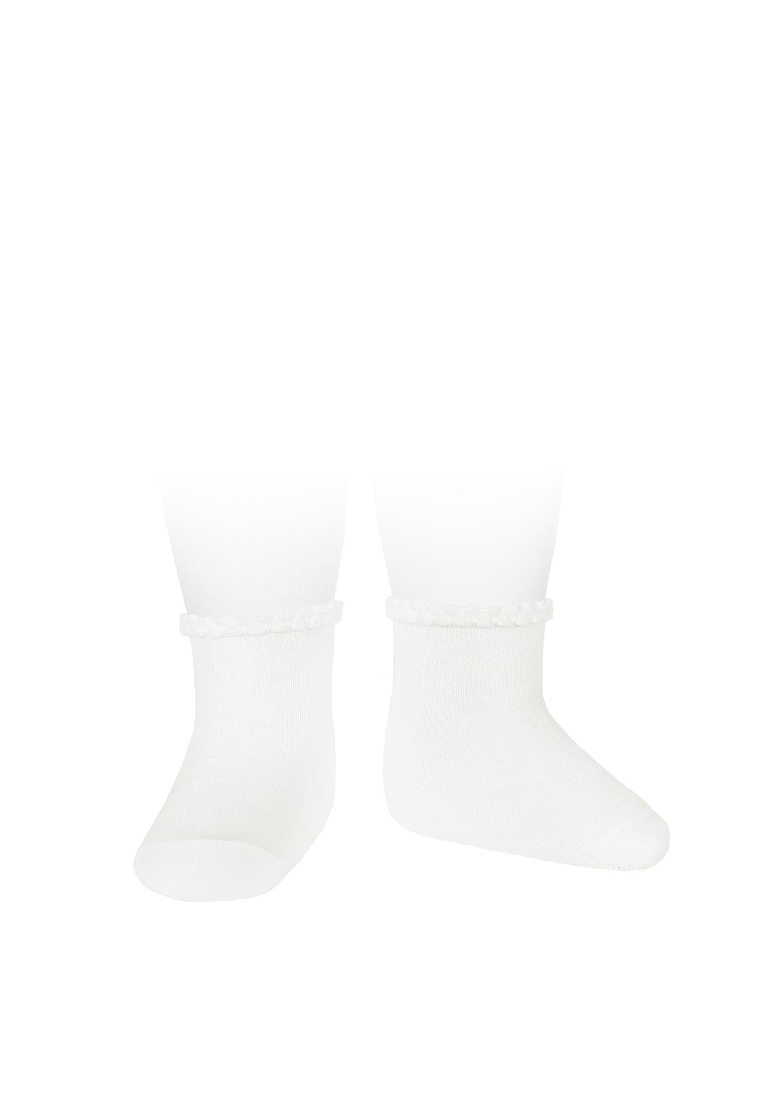 Condor Girls Short Pattern Cuff Sock, Ivory - McElhinneys
