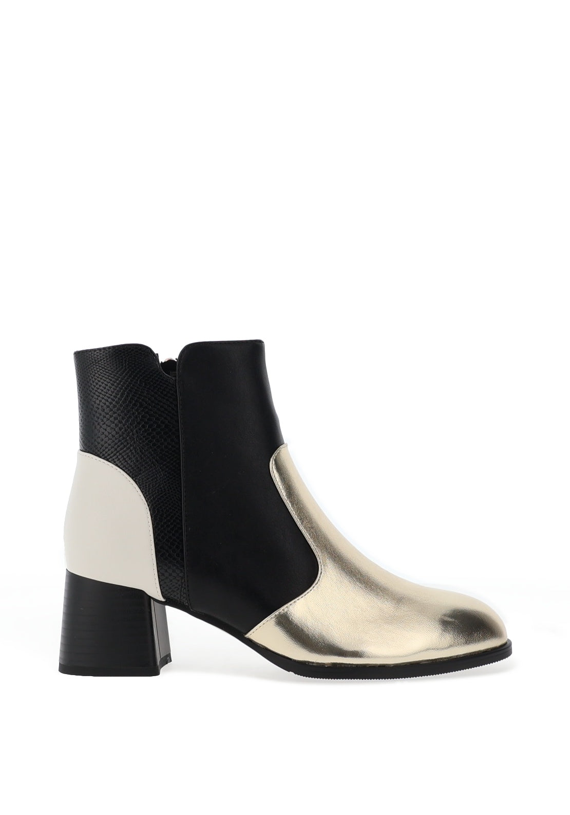 Dancing Matilda Acrobat Colour Block Heeled Boots, Black - McElhinneys