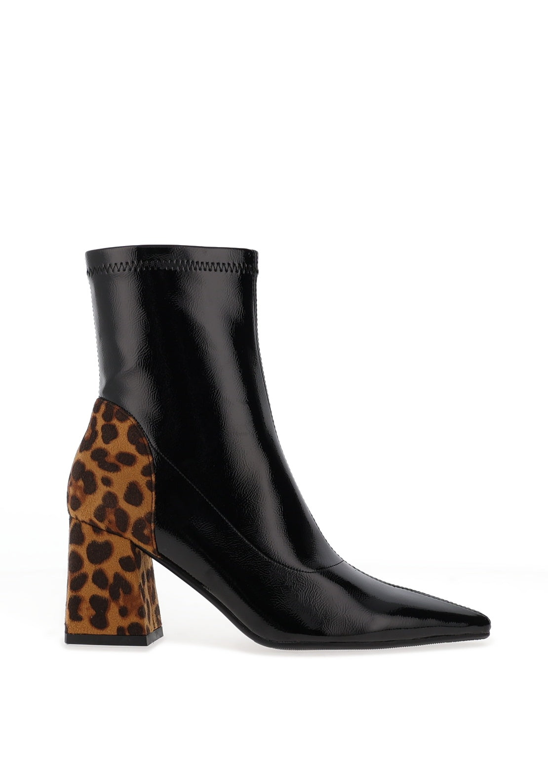Dancing Matilda Acrobat Faux Patent Printed Sock Boot, Black - McElhinneys