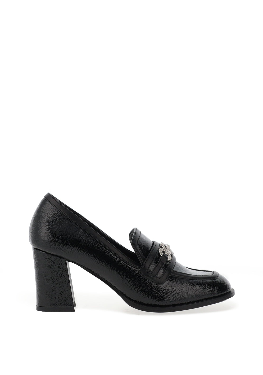 Dancing Matilda Trapeze Patent Heeled Loafers, Black Multi - McElhinneys