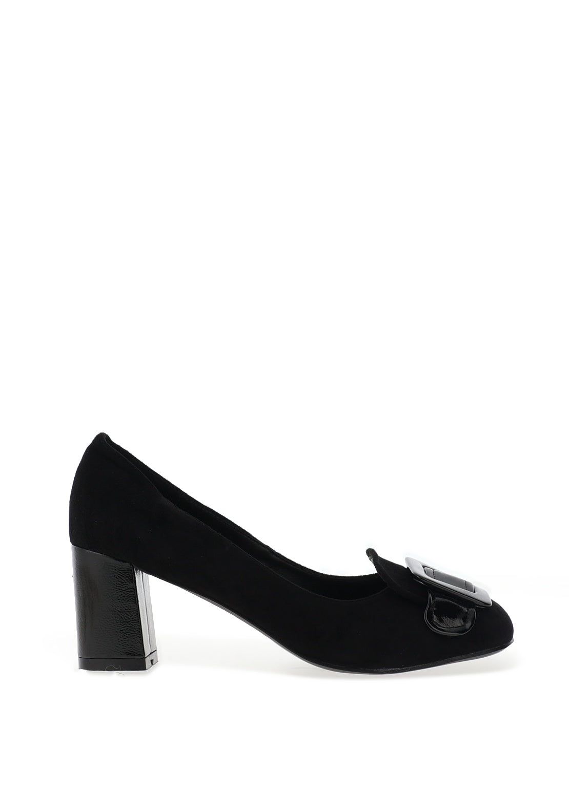 Dancing Matilda Trapeze Buckle Heeled Shoes, Black - McElhinneys