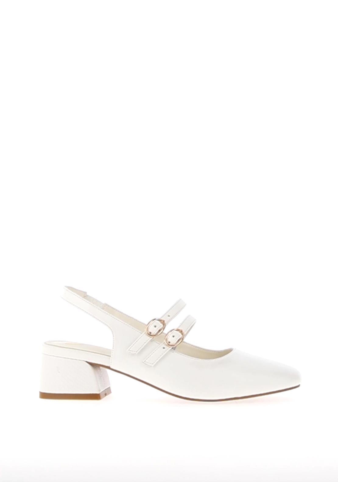 Dancing Matilda Double Strap Heeled Pumps, White - McElhinneys