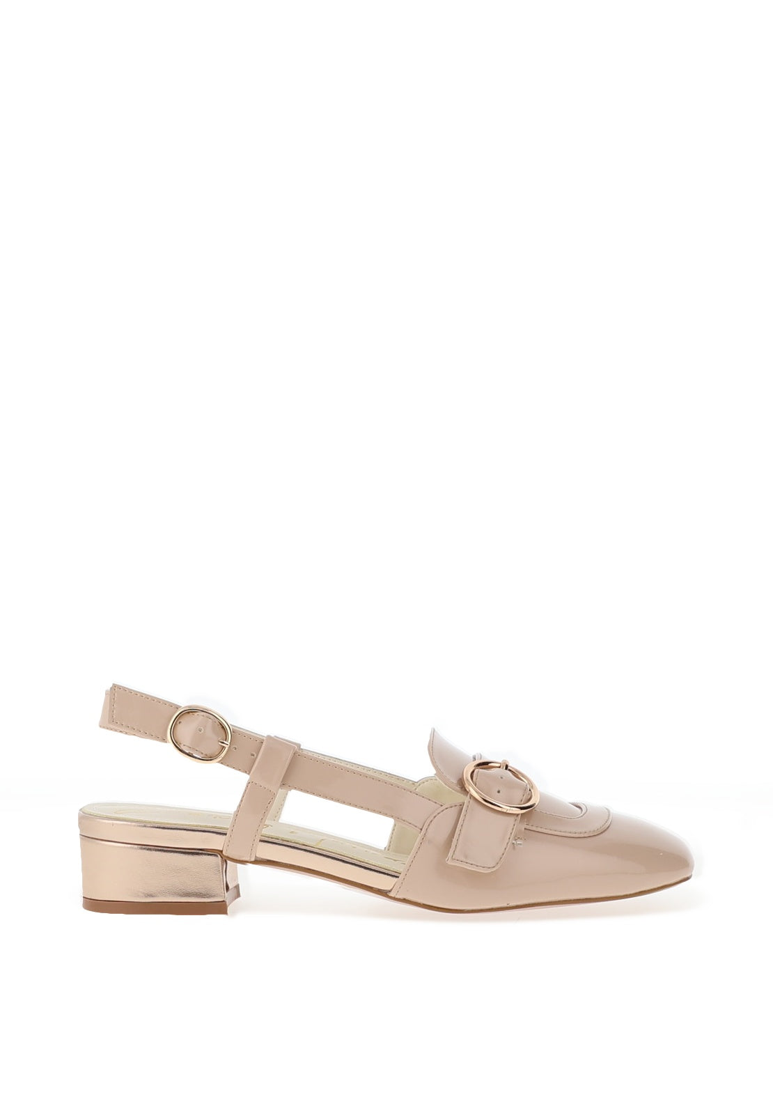 Dancing Matilda Buckle Detail Heeled Pumps, Nude - McElhinneys