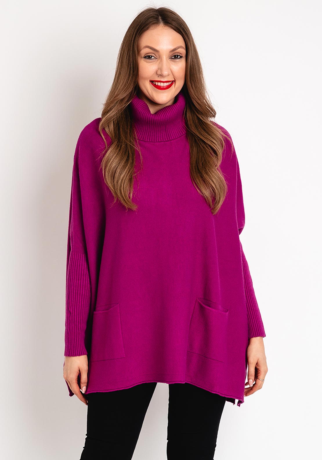 D.E.C.K By Decollage One Size Button Detail Knitted Sweater, Magenta ...