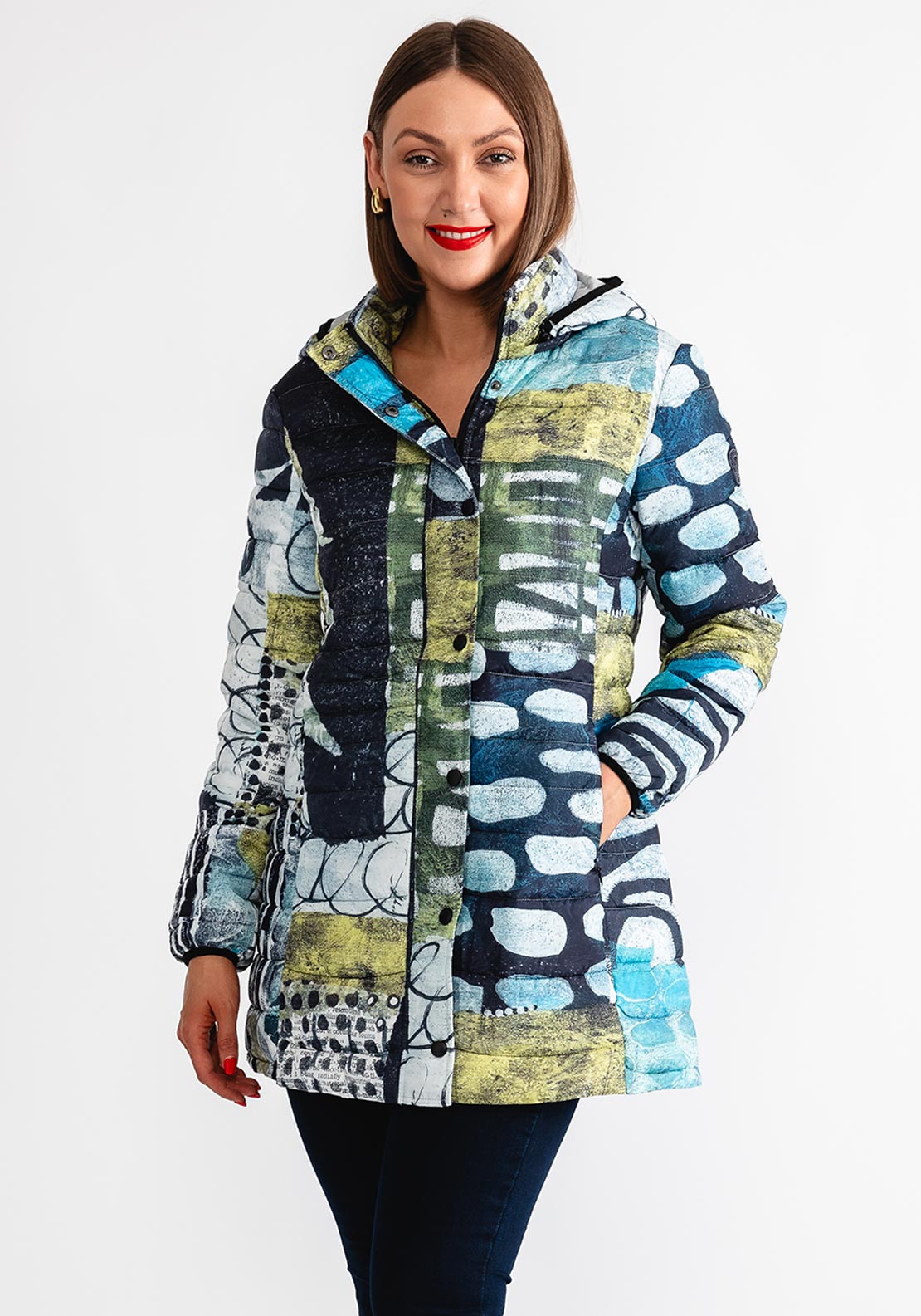 Dolcezza Multi Print Padded Coat, Multi-Coloured - McElhinneys