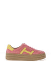 Drilleys Sixty Eight Suede Platform Trainers, Pink and Yellow - McElhinneys