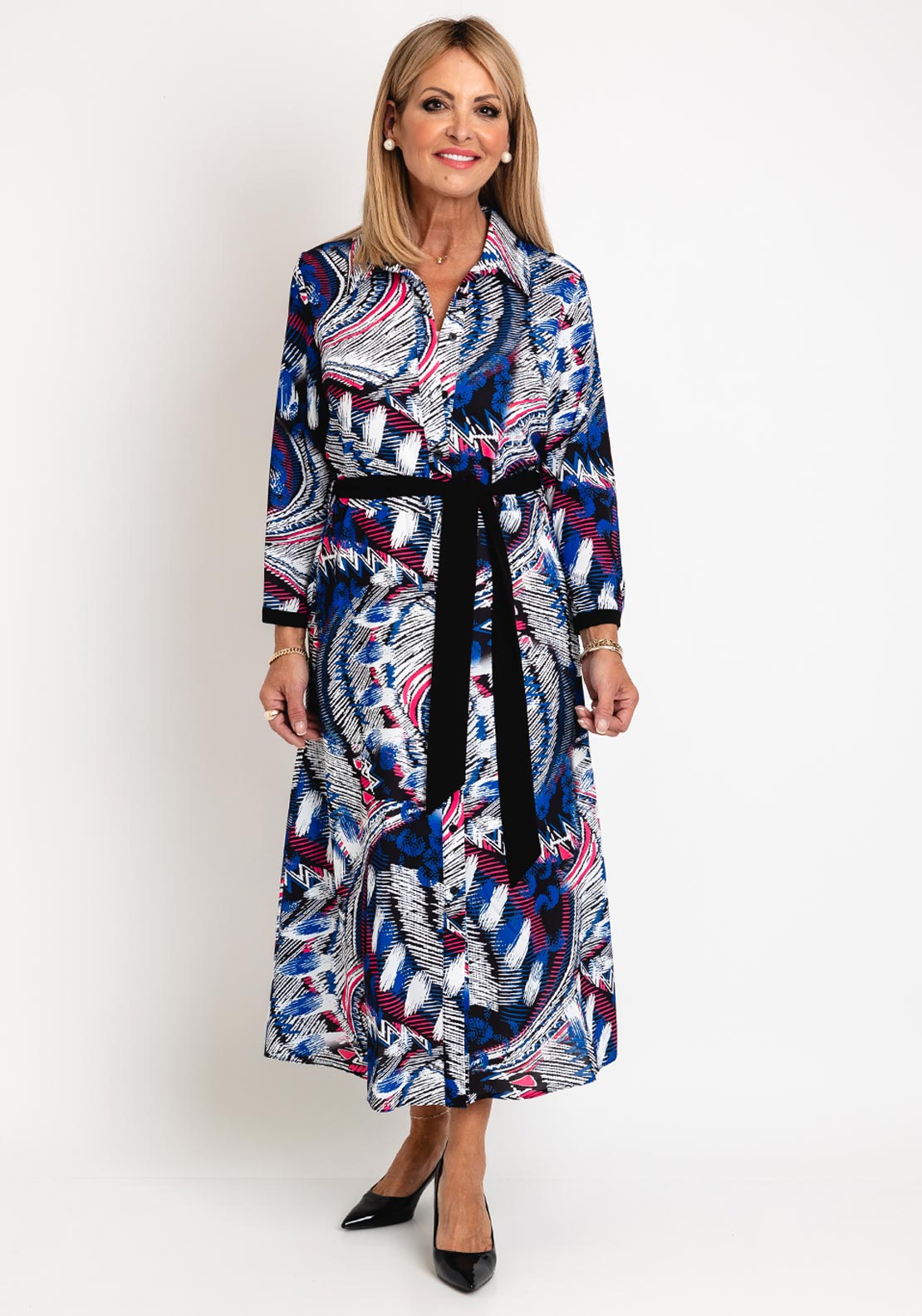 Ella Boo Abstract Print Maxi Shirt Dress, Multi - McElhinneys