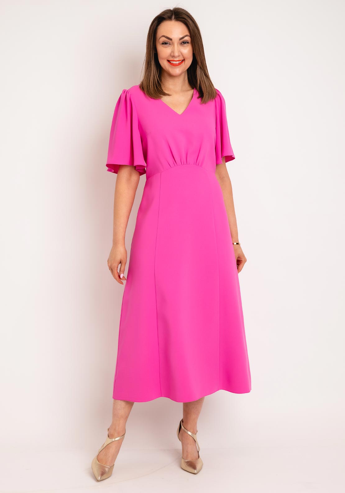 Ella Boo V Neck Aline Long Dress, Taffy - McElhinneys