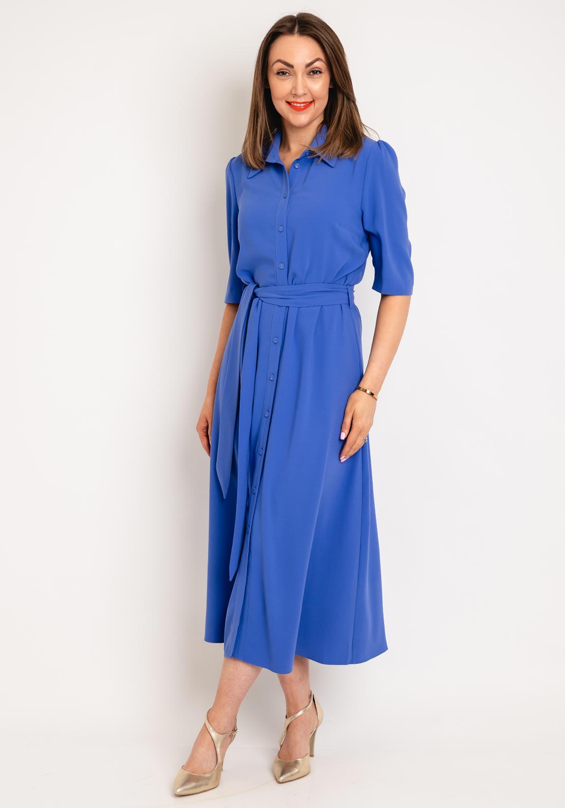 Ella Boo Button Down Long Shirt Dress, Azure - McElhinneys