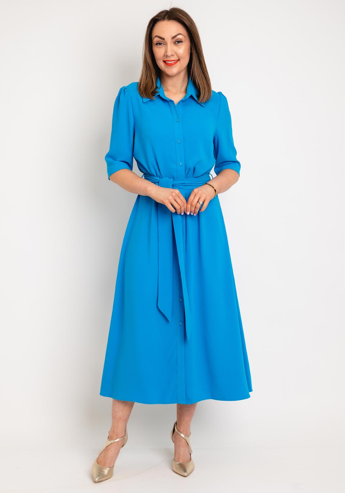 Ella Boo Button Down Long Shirt Dress, Ocean - McElhinneys