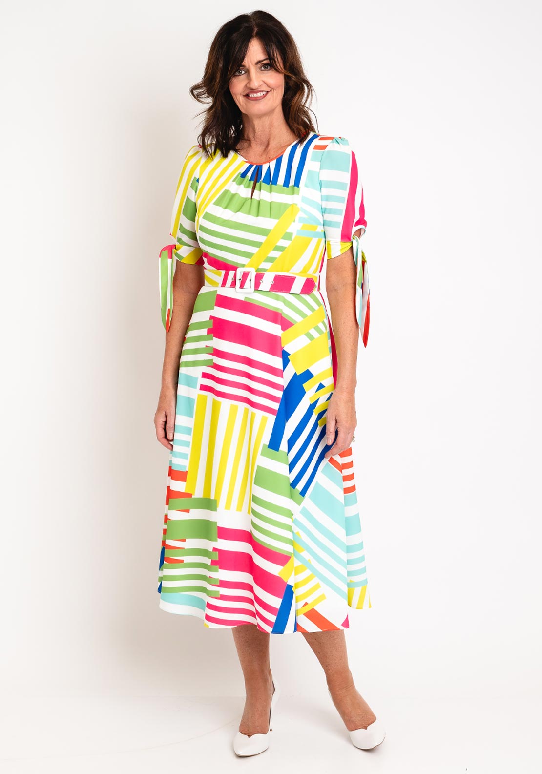 Ella Boo Geo Print A-Line Maxi Dress, Multi - McElhinneys