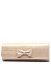 Emis Glitter Effect Leather Bow Clutch Bag, Gold - McElhinneys