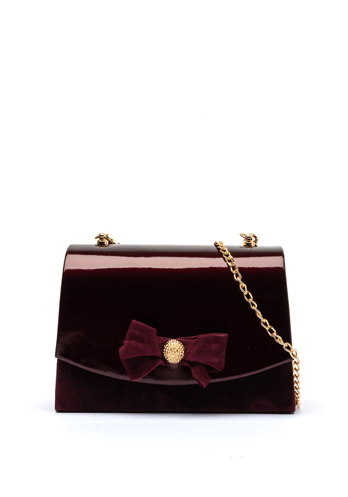 Emis Leather Patent Mini Crossbody Bag, Burgundy - McElhinneys