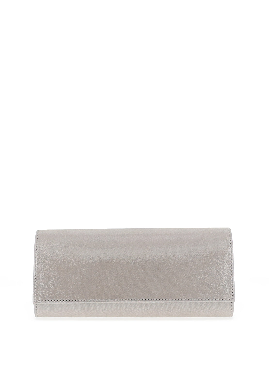 Emis Leather Metallic Clutch Bag, Silver - McElhinneys
