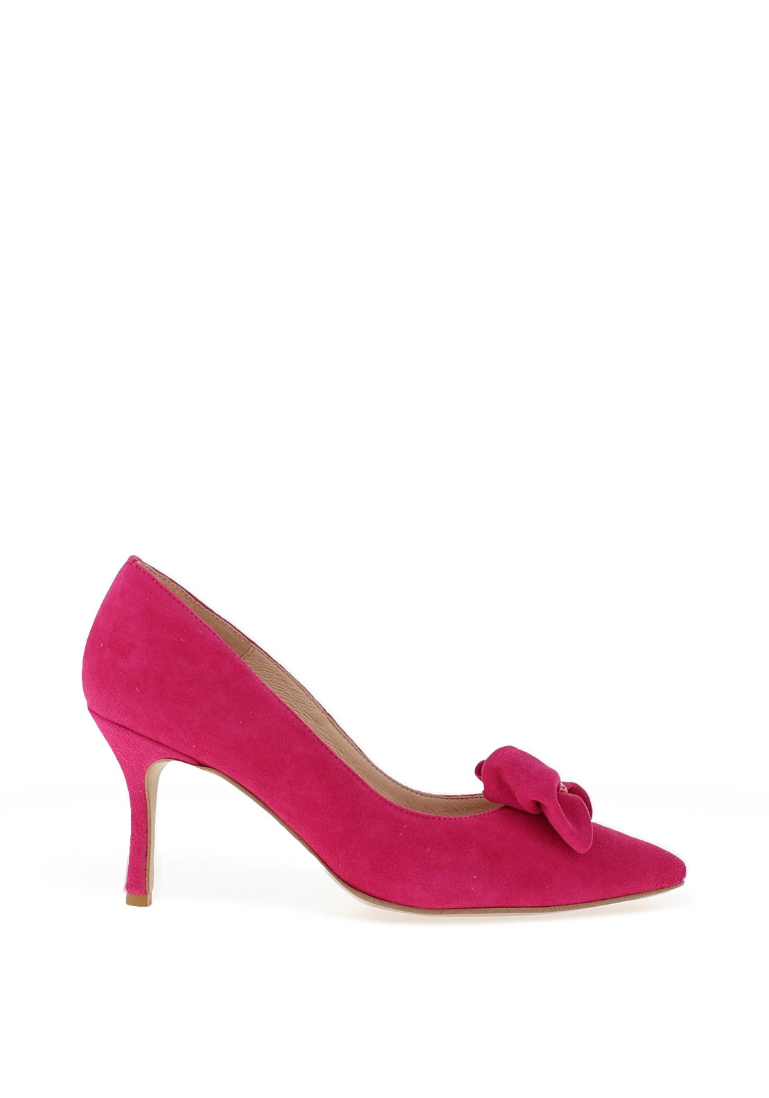 Emis Suede Leather Bow Heeled Shoes, Pink - McElhinneys