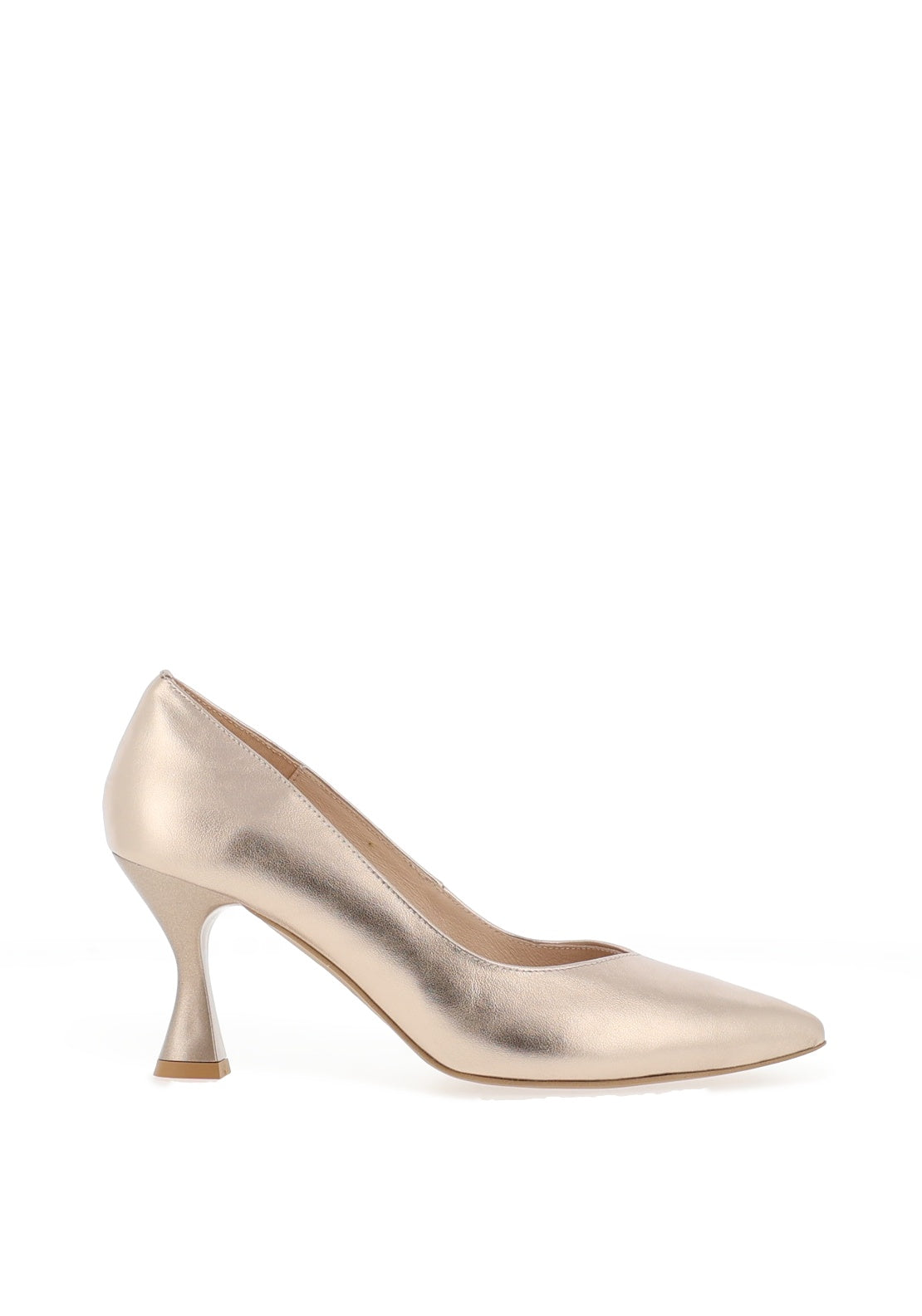 Emis Metallic Leather High Heeled Court Shoes, Gold - McElhinneys