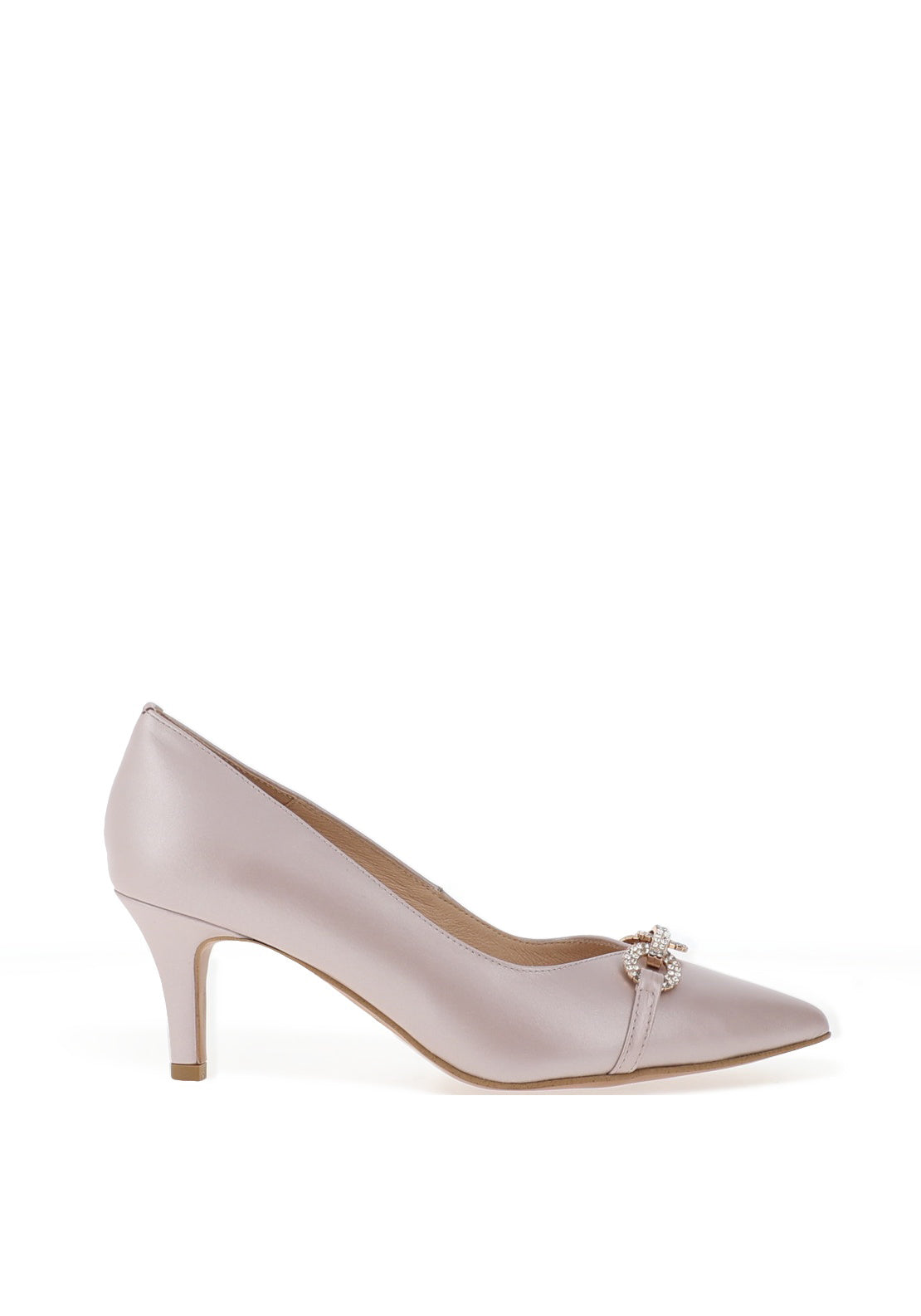 Emis Leather Sparkling Bow Heeled Shoes, Pearl Pink - McElhinneys