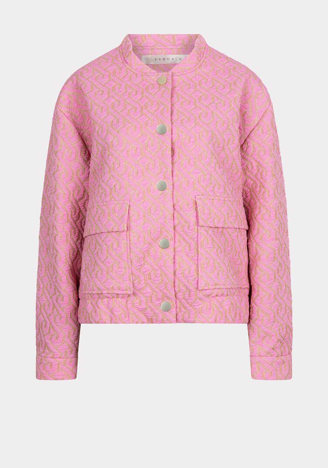 Esqualo Metallic Detail Bomber Jacket, Pink - McElhinneys