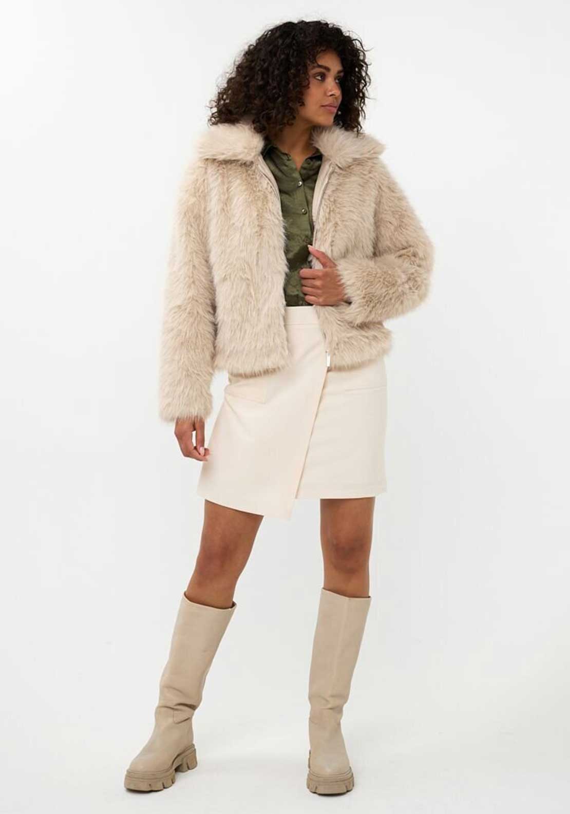 EsQualo Faux Fur Jacket, Beige - McElhinneys