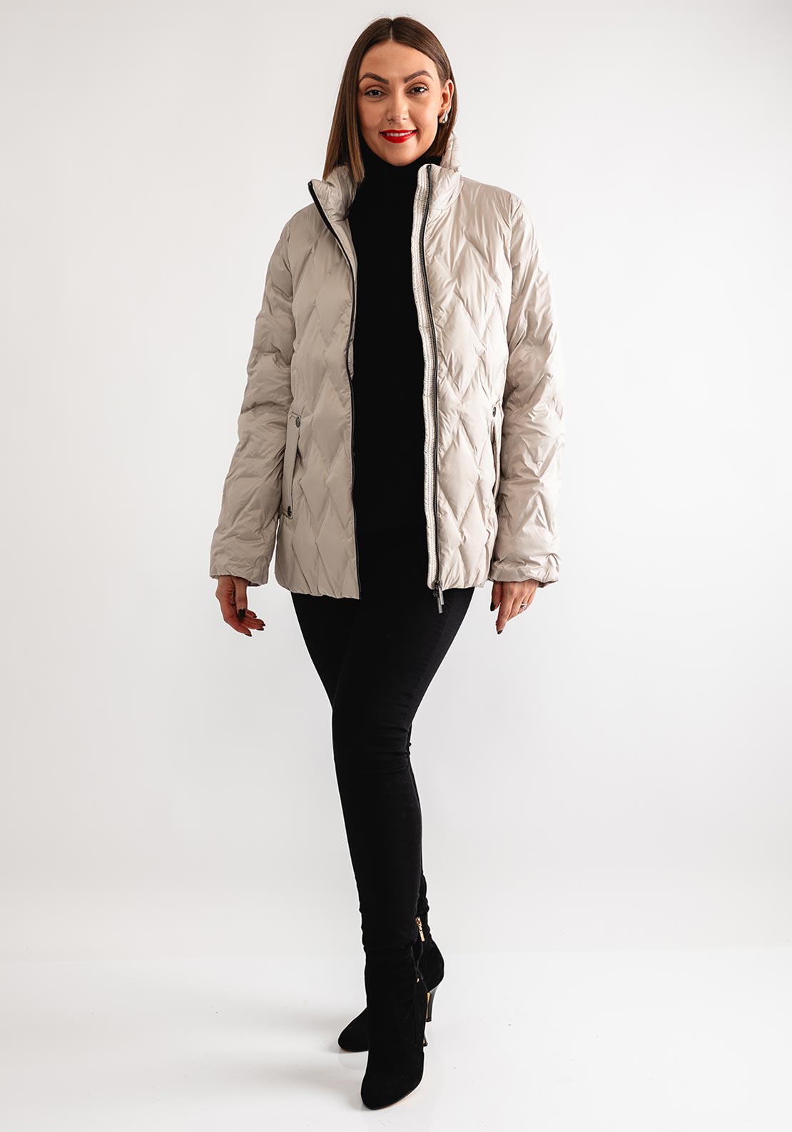 Etage Quilted Padded Short Coat, Cream - McElhinneys