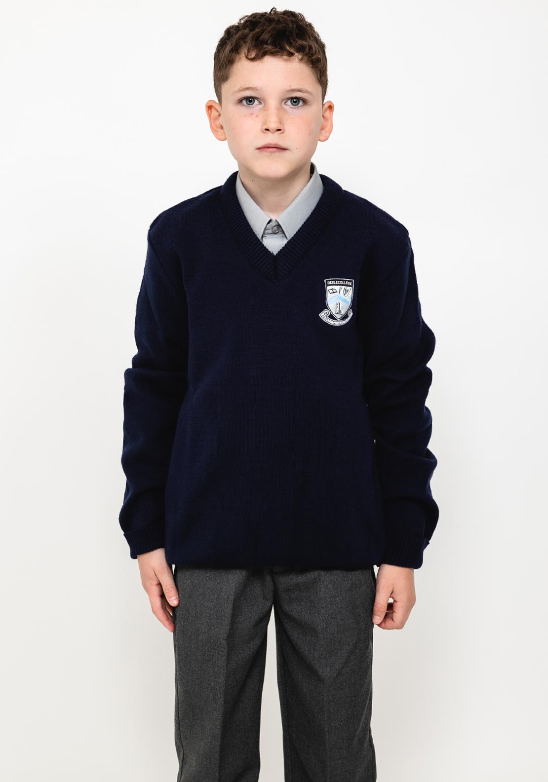 Deele College Jumper with Crest, Navy - McElhinneys