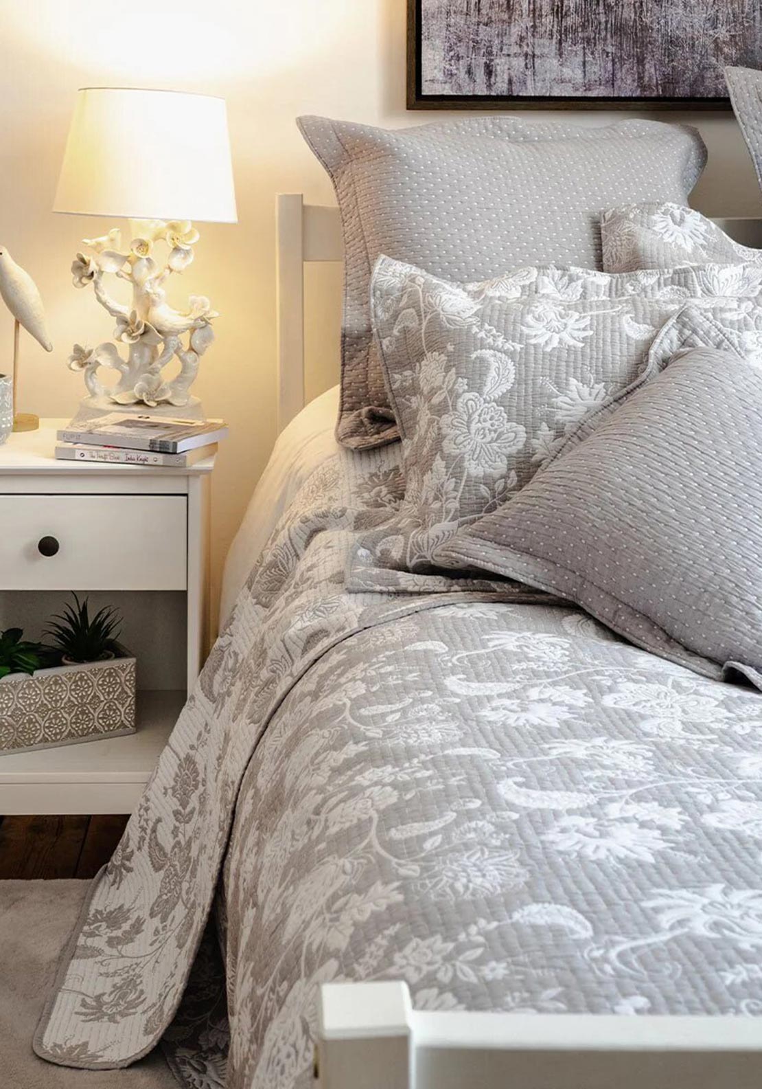 Forever England Willow Jacquard 50x70cm Standard Pillowsham, Grey ...