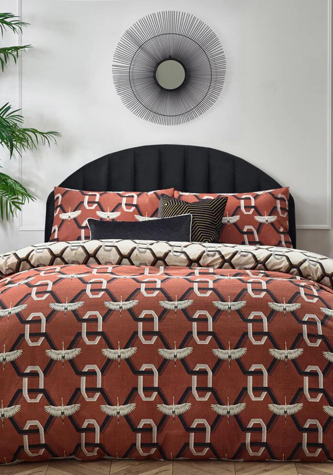 Furn Avalon Geometric Duvet Cover Set, Brick - McElhinneys