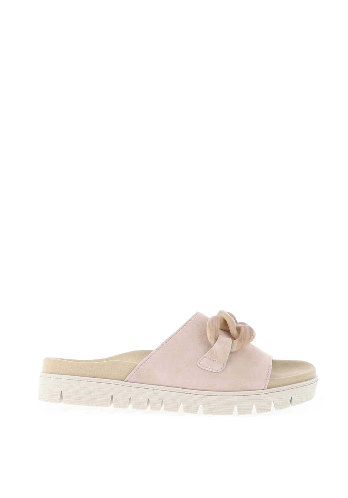 Gabor Smooth Leather Chain Link Mule Sandals, Antique Pink - McElhinneys