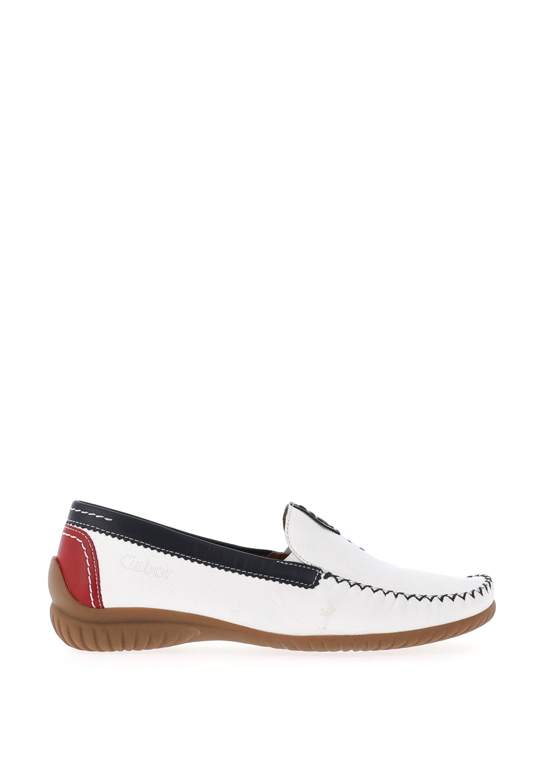 Gabor Comfort Pebbled Leather Slip On Comfort Shoes, White - McElhinneys