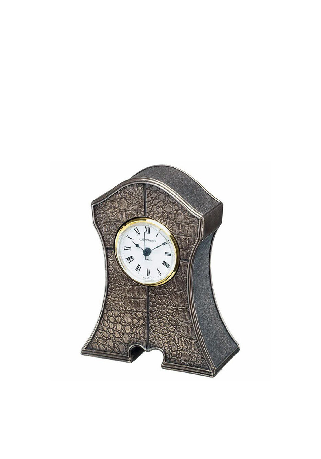 Genesis Classic Alligator Skin Effect Clock, Brown - McElhinneys