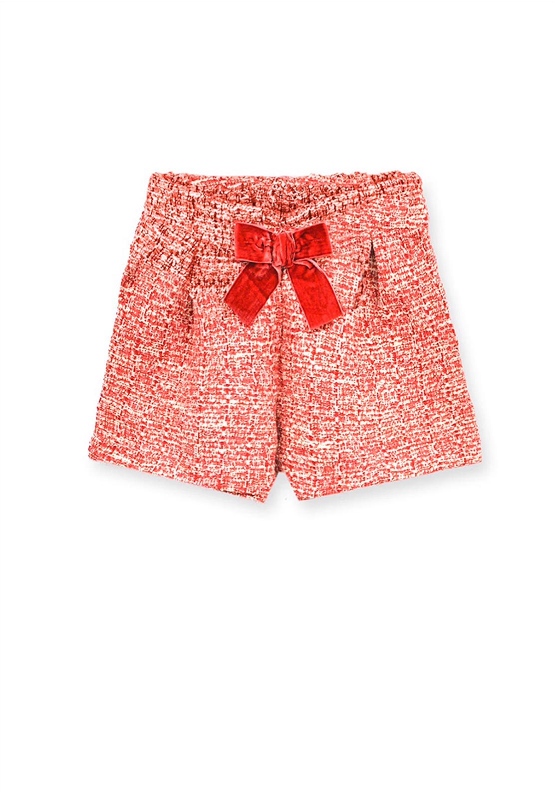 Mayoral Mini Girl Twill Bow Short, Red - McElhinneys