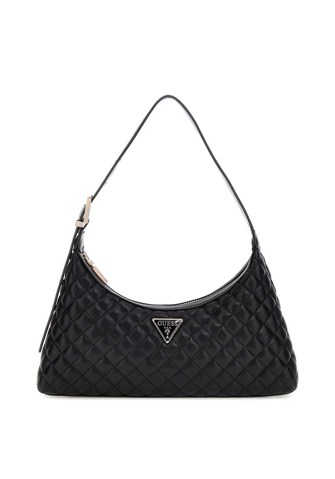 Guess Eco Rianee Quilted Shoulder Bag, Black - McElhinneys