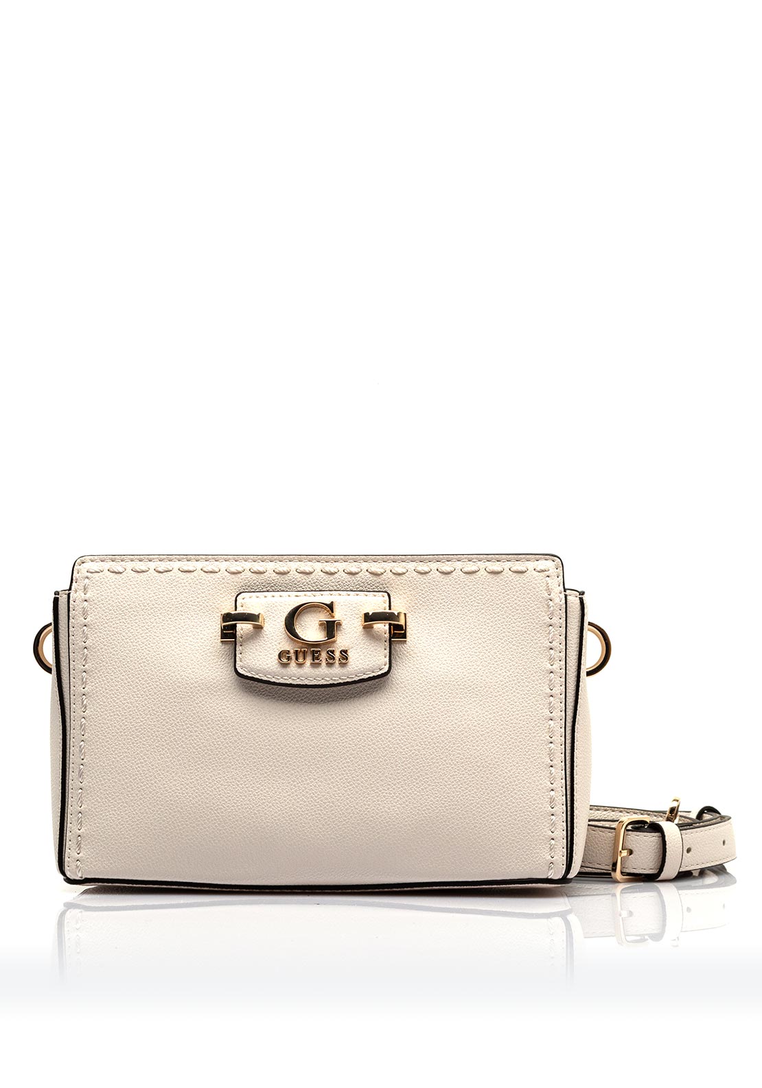 Guess Nastra Mini Crossbody Bag, Off White - McElhinneys