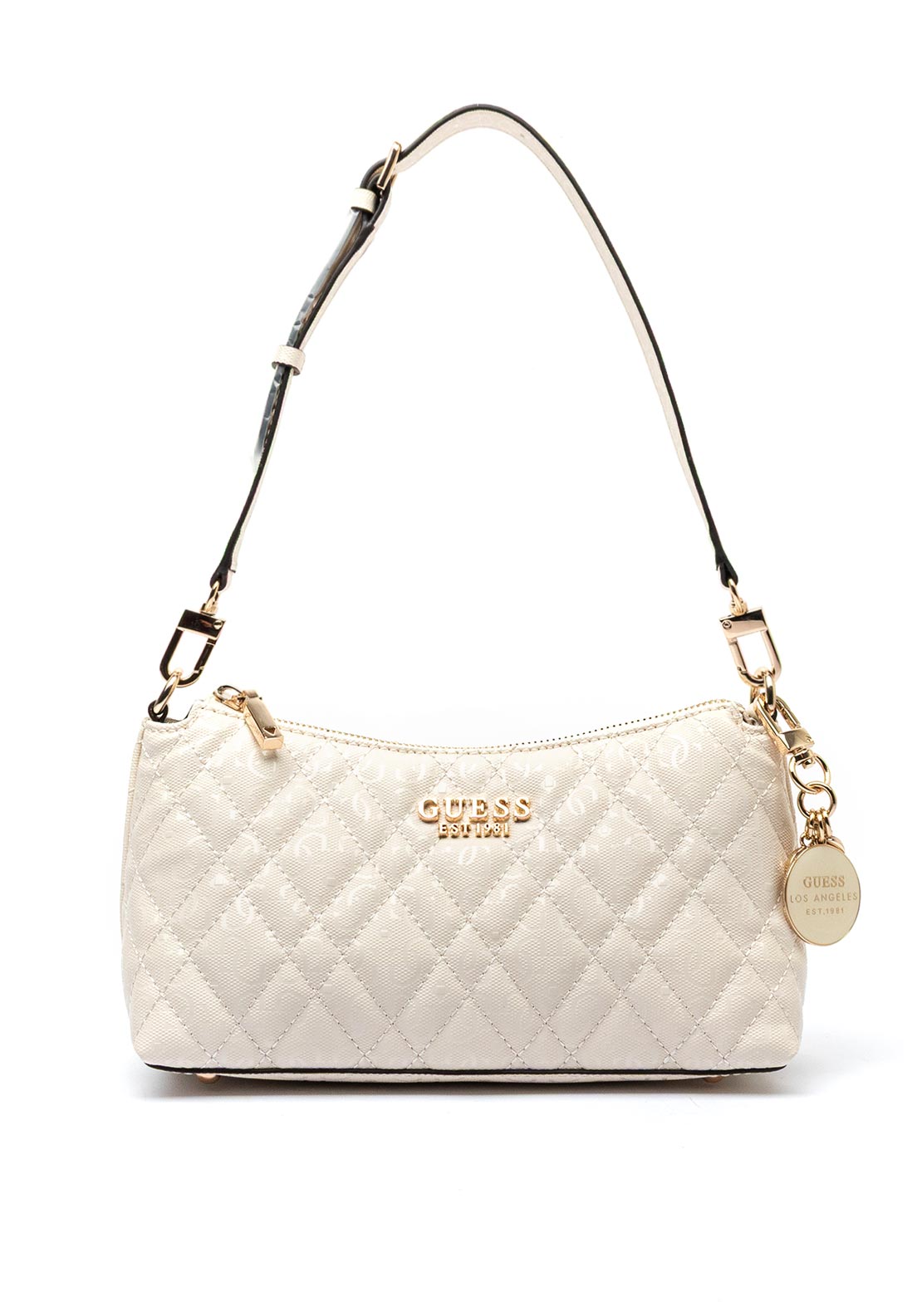 Guess Isemay Quilted Shoulder Bag, Cream - McElhinneys