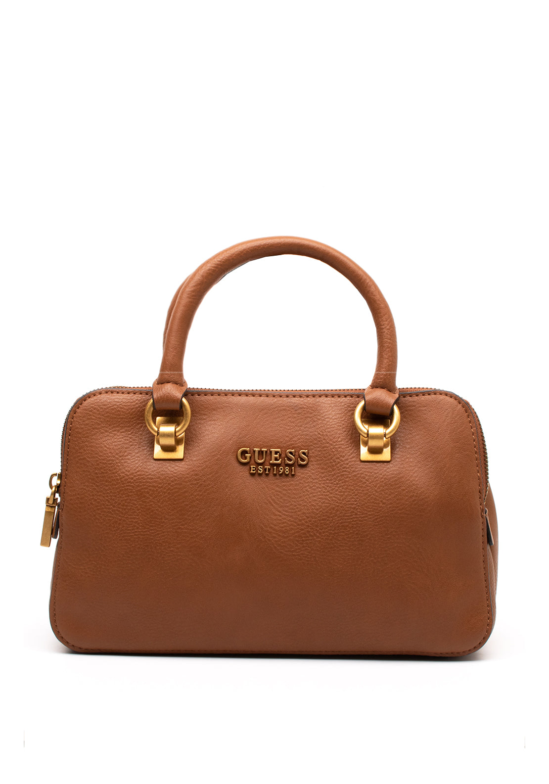 Guess Small Arja Satchel Bag, Cognac - McElhinneys