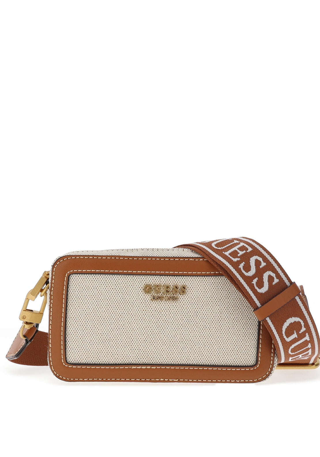 Guess Jovie Mini Crossbody Camera Bag, Cognac - McElhinneys