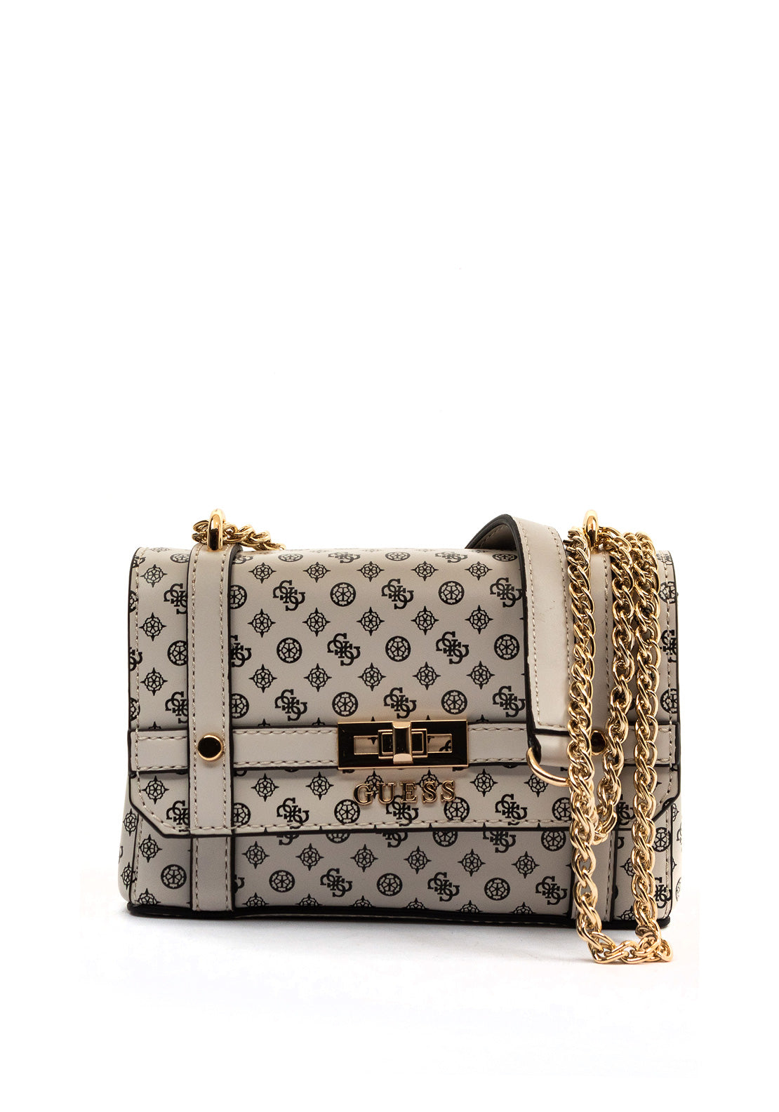 Guess Emilee 4G Logo Mini Crossbody Bag, Stone - McElhinneys