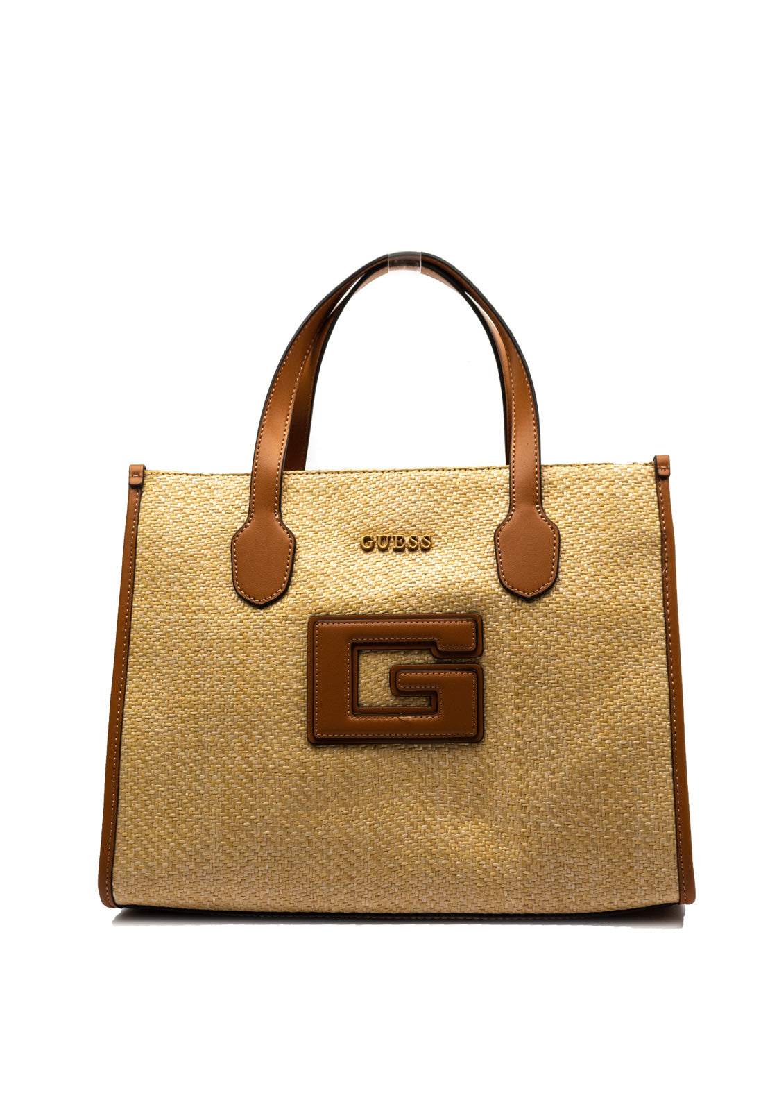 Guess G Status Straw Tote Bag, Cognac - McElhinneys