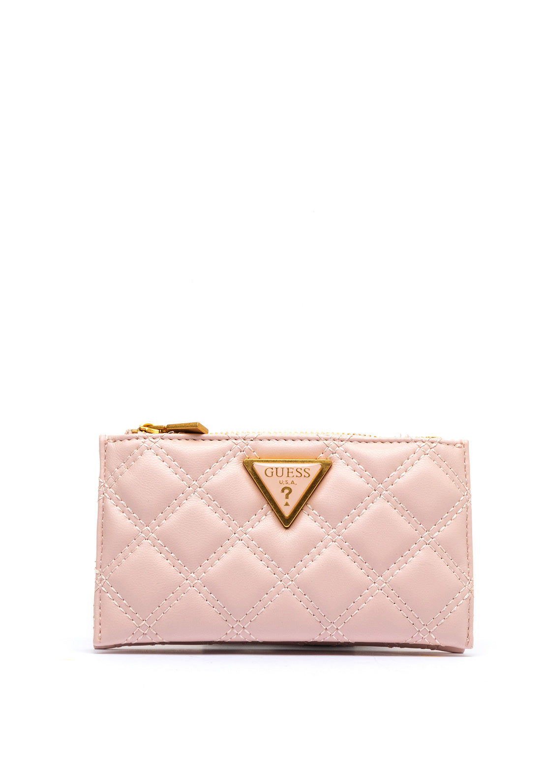 Guess Guilly Medium Quilted Zip Around Wallet, Light Rose - McElhinneys