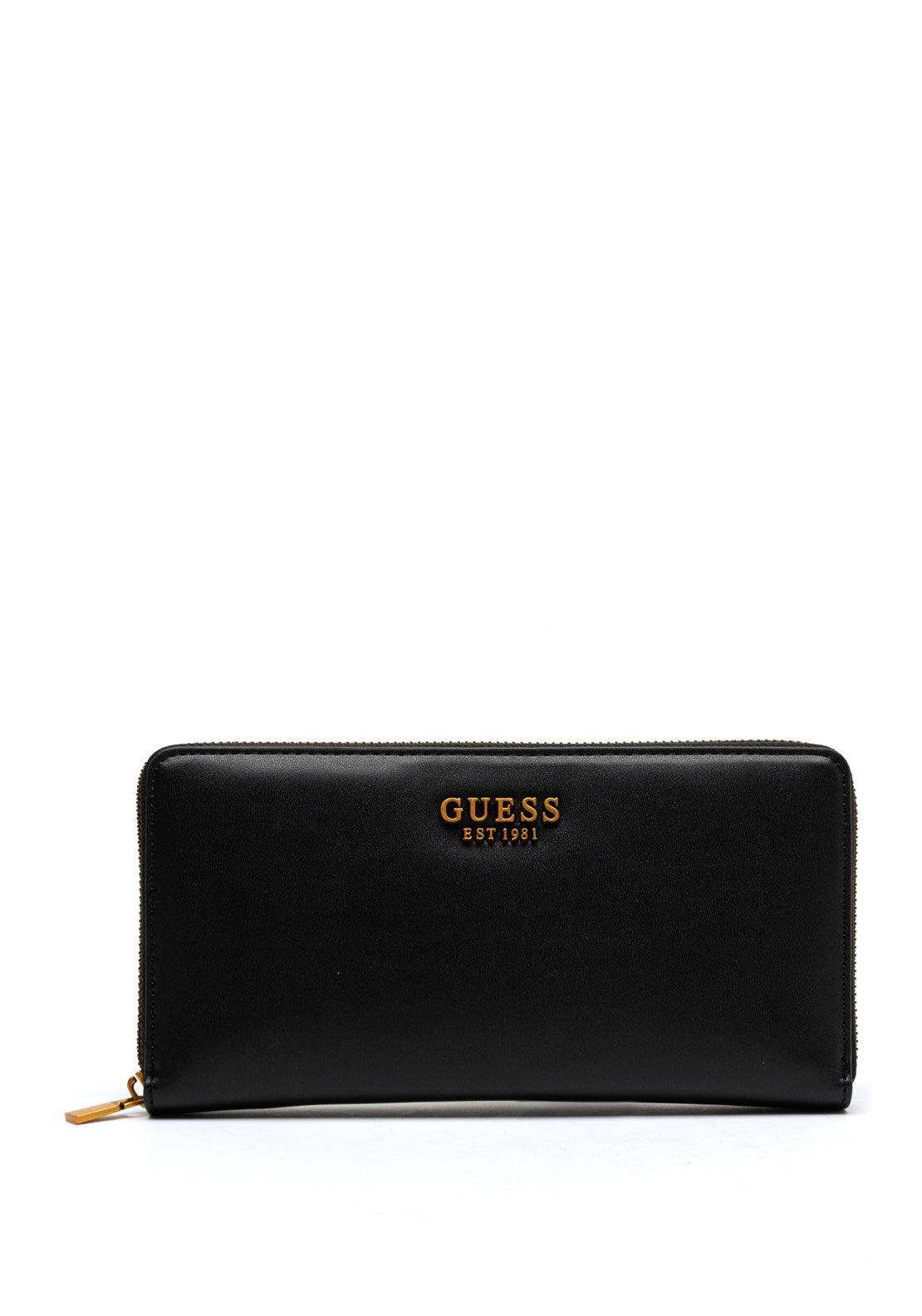 Guess Laurel Smooth Leather Zip Around Wallet, Black - McElhinneys